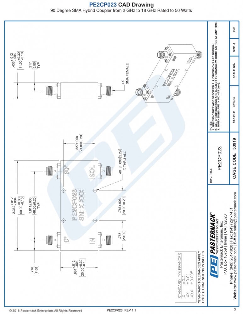 PE2CP023 technical data sheet page 3