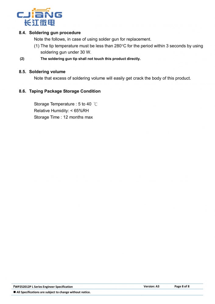FWP252012P L Series datasheet page 8