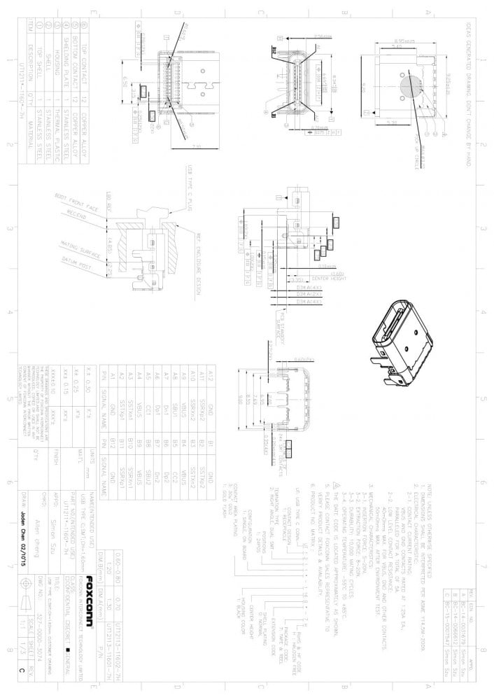 FOXCONN UT12113-11601-7H drawing page 1