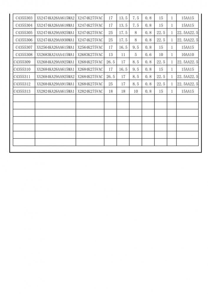 JOEY X2 capacitor specification page 3