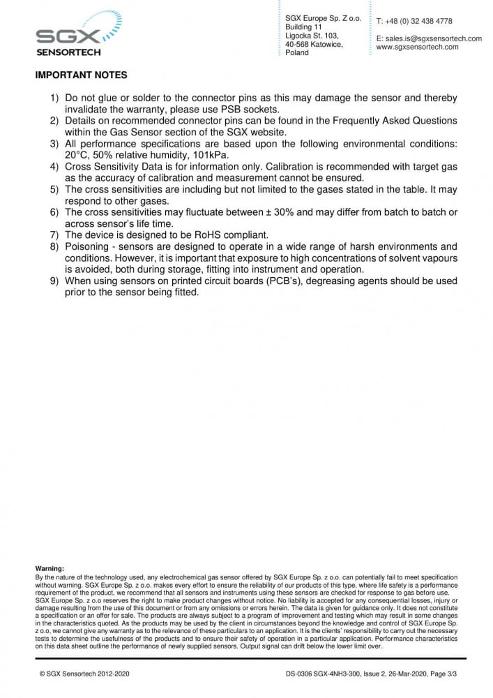 SGX-4NH3-300 datasheet page 3