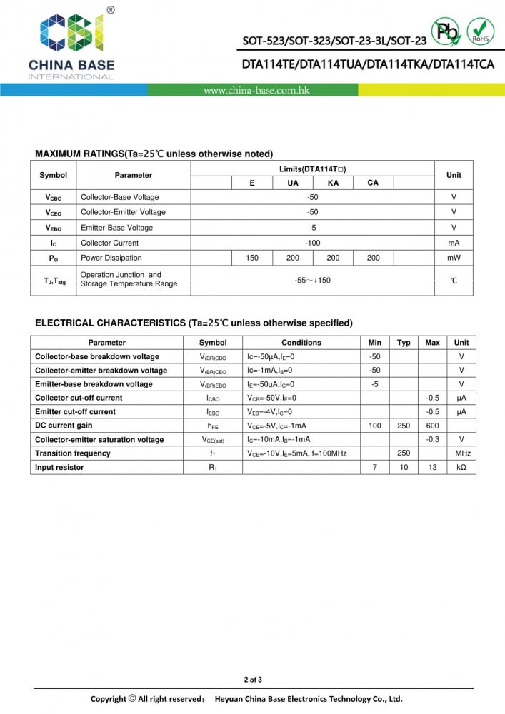 DTA114TUA datasheet page 2