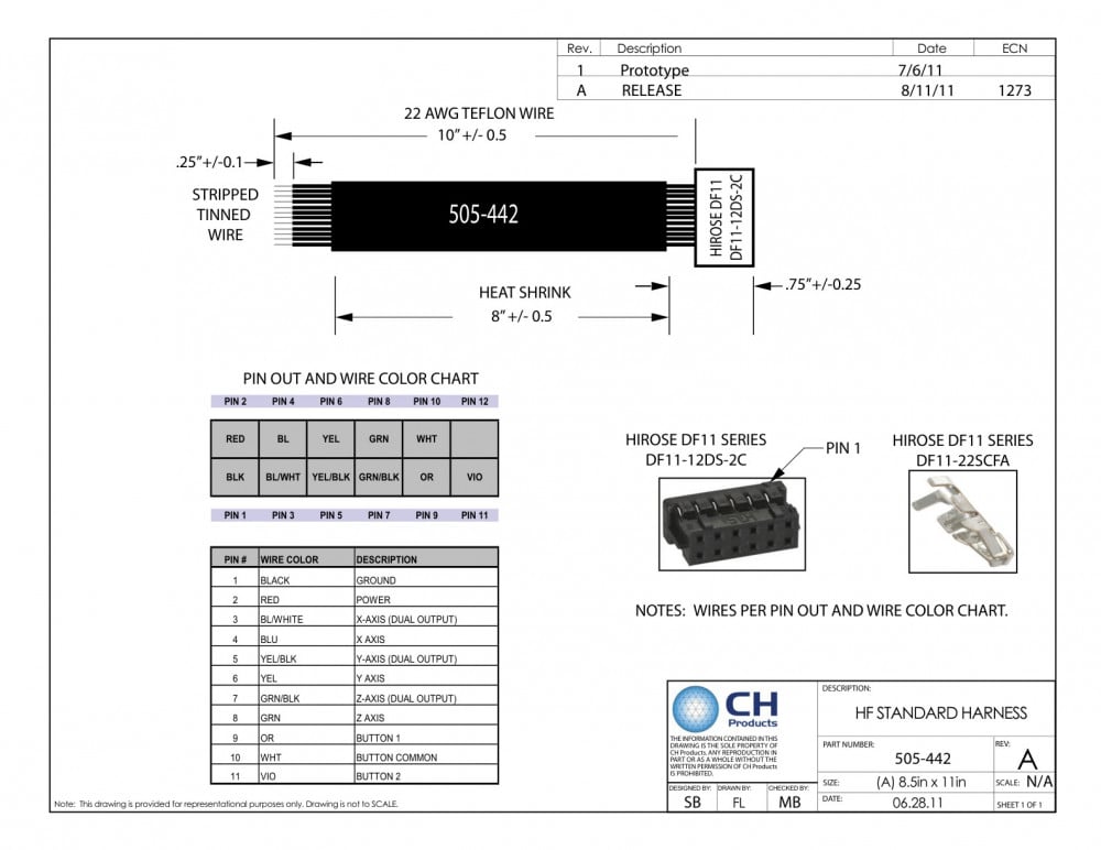 APEM 505-442 HF Standard Harness drawing
