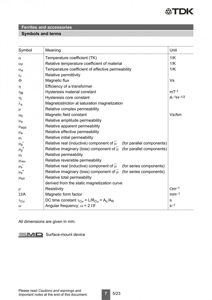 TDK ferrite datasheet page 7