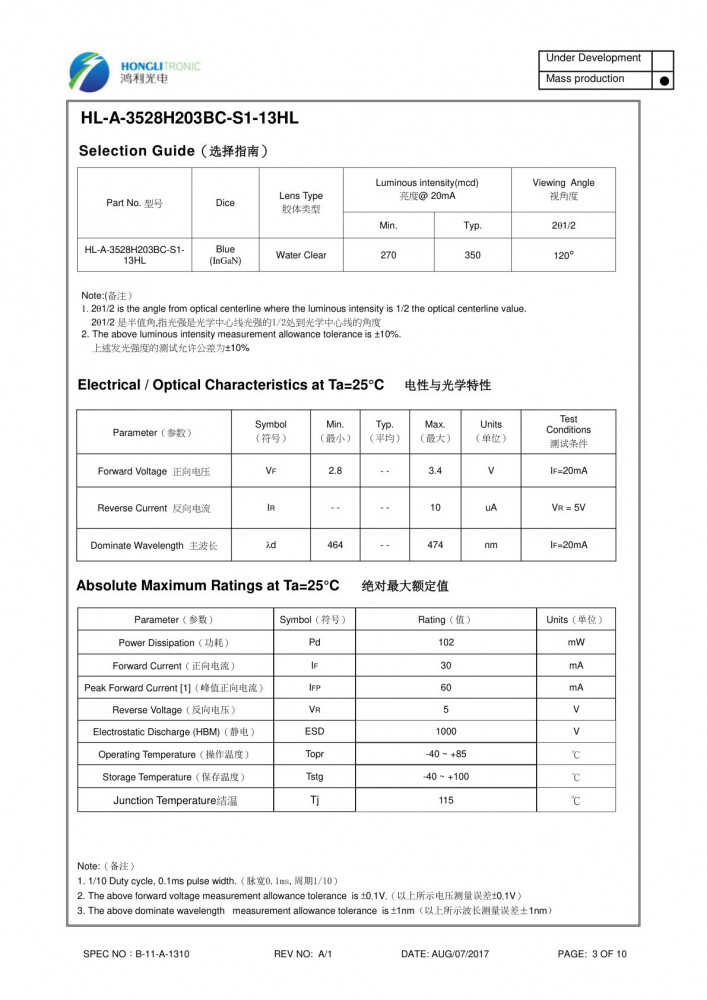 HL-A-3528H203BC-S1-13HL datasheet page 3