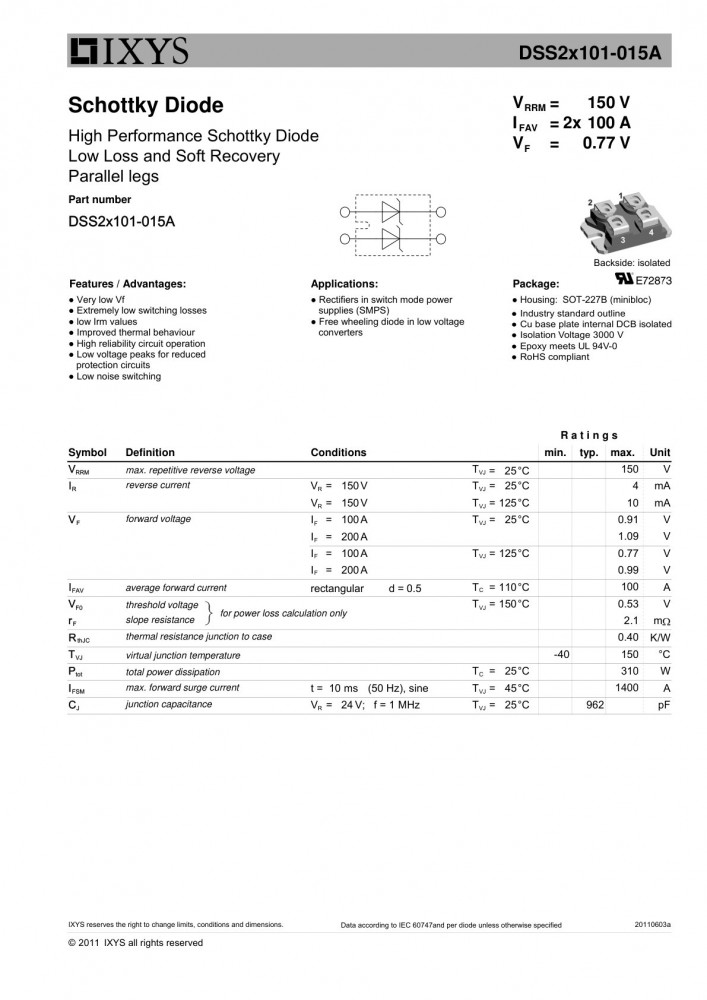 DSS2X101-015A datasheet page 1