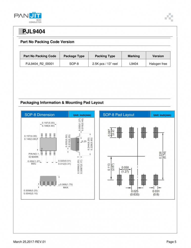 PJL9404 datasheet page 5