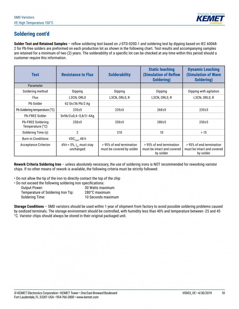 KEMET VE series datasheet page 10