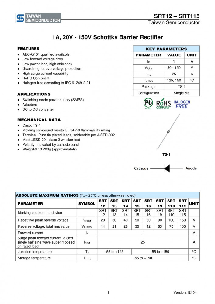 SRT15 datasheet page 1