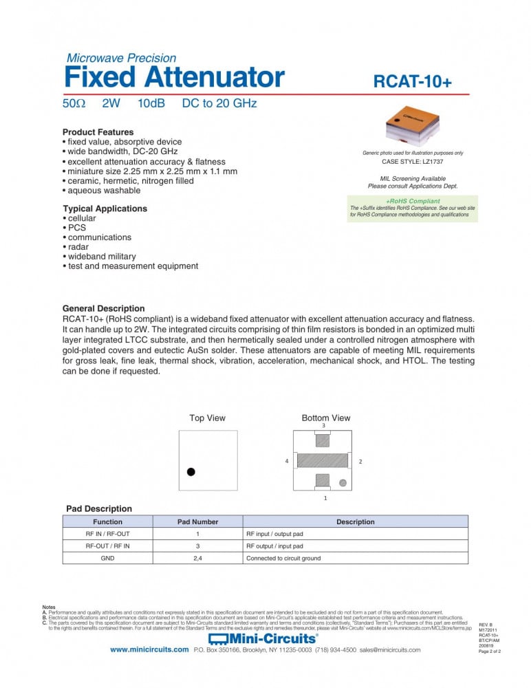 RCAT-10+ datasheet page 2