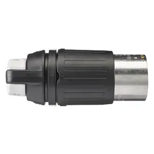 Locking Devices, Locking Devices, Industrial, Male Plug, 50A 250V DC/600V AC, 3-Pole 4-Wire Grounding, Non-NEMA, Screw Terminal, Black and White for sale