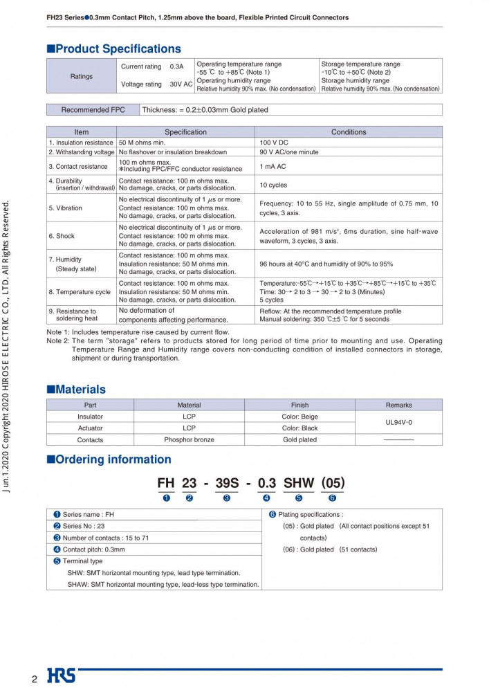 FH23 series datasheet page 2