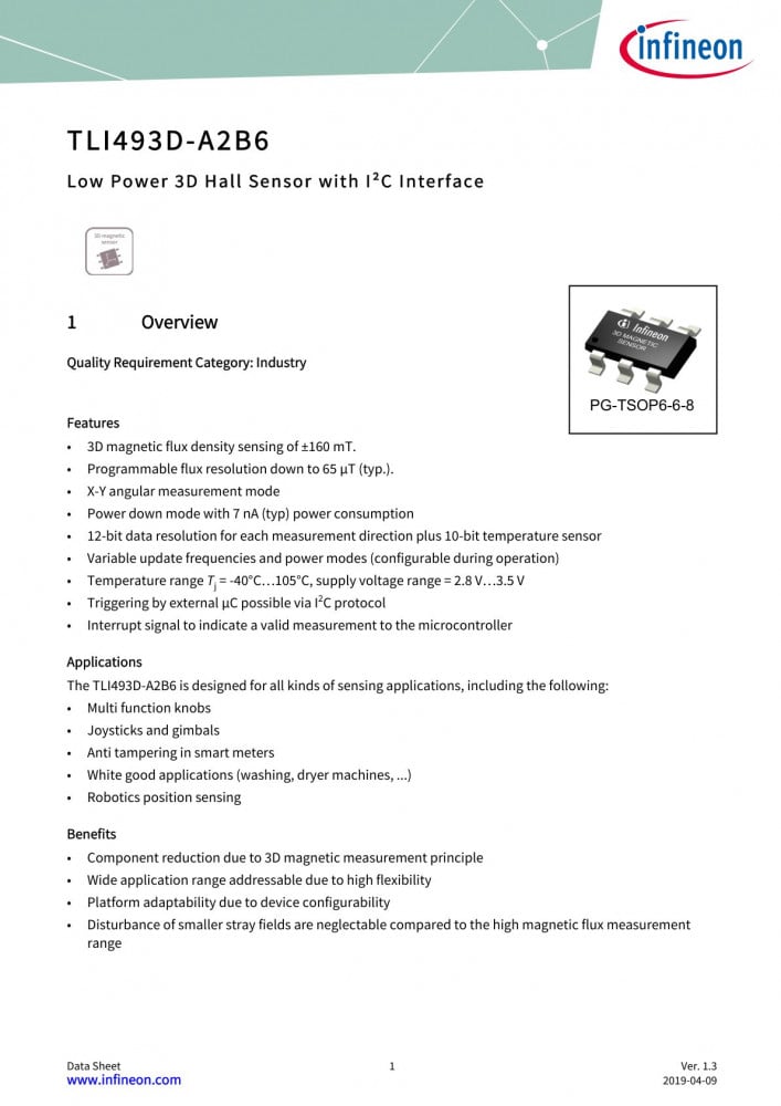 TLI493D-A2B6 datasheet page 1