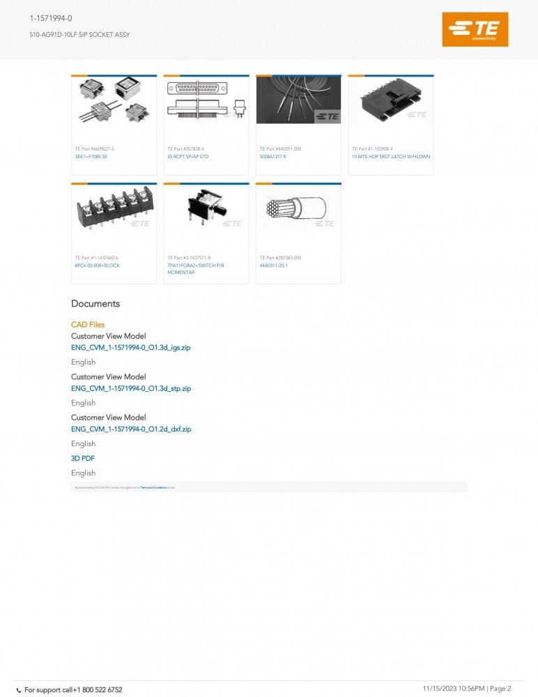 TE Connectivity 1-1571994-0 technical document page 2