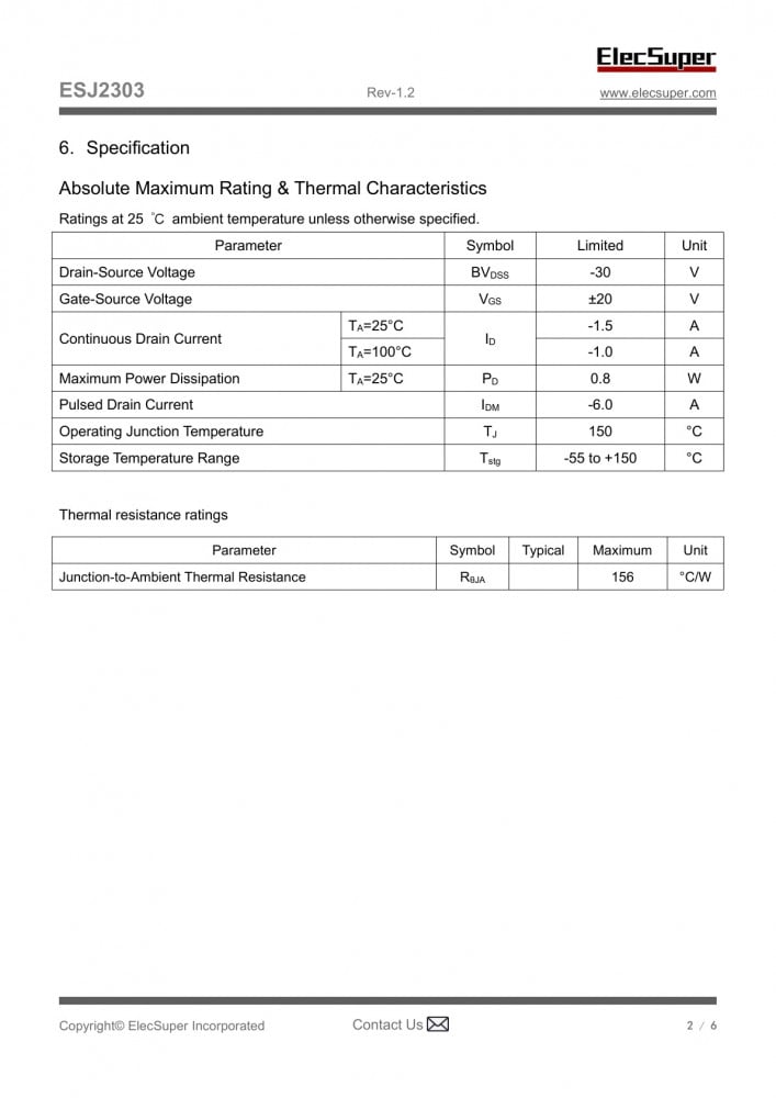 ESJ2303 datasheet page 2