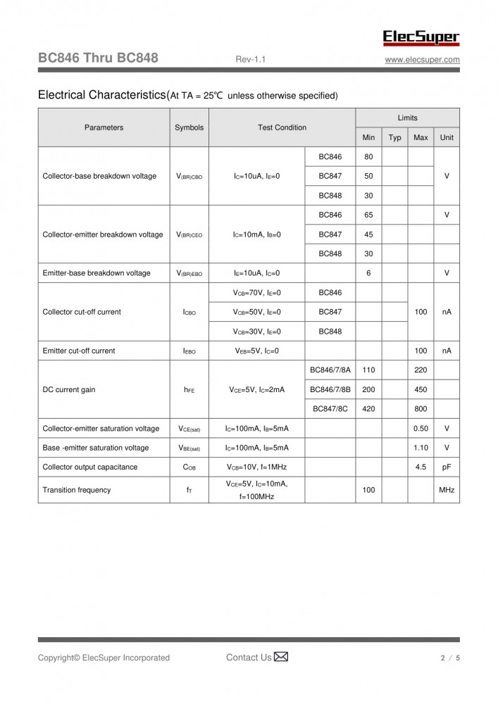 BC846B datasheet page 2