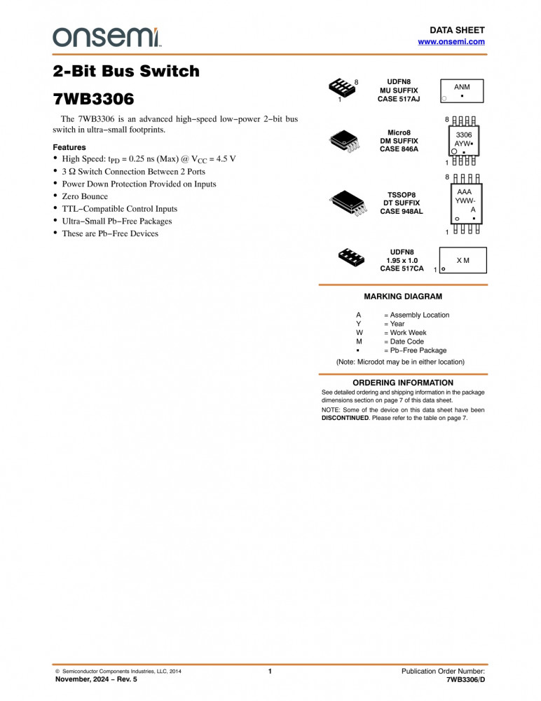 7WB3306 datasheet page 1