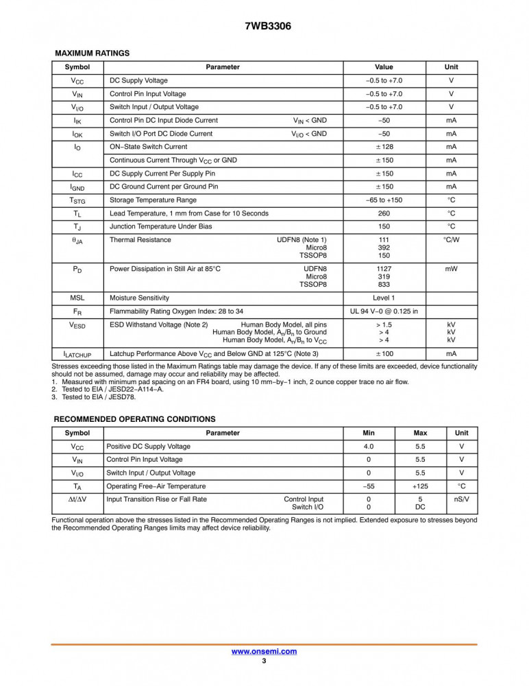 7WB3306 datasheet page 3