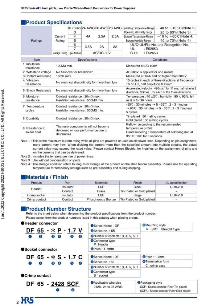 HRS DF65 datasheet page 2
