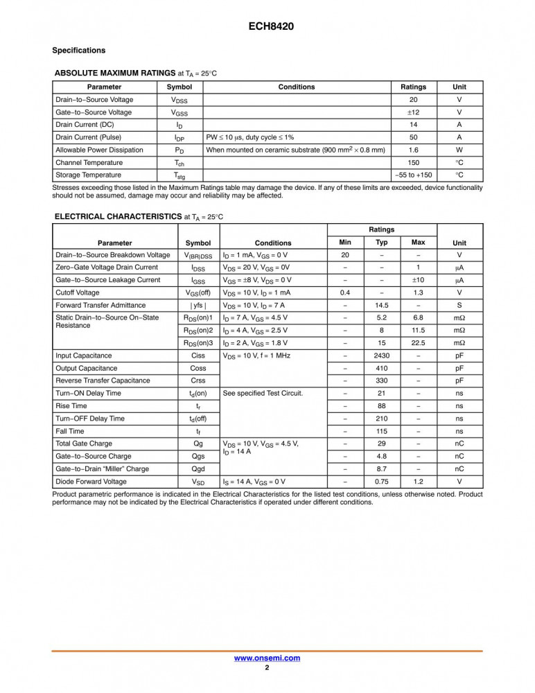 ECH8420 datasheet page 2