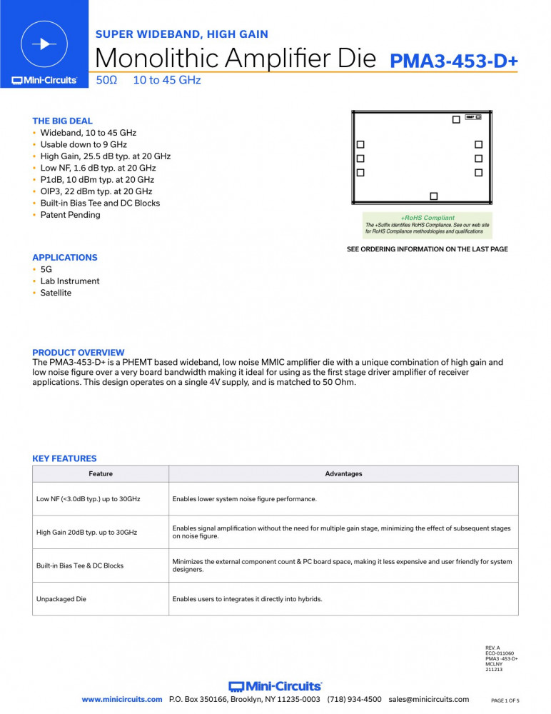 PMA3-453-DG+ datasheet page 1