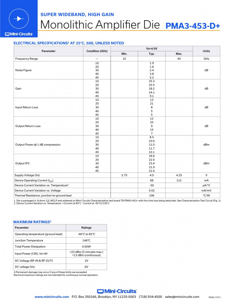 PMA3-453-DG+ datasheet page 2