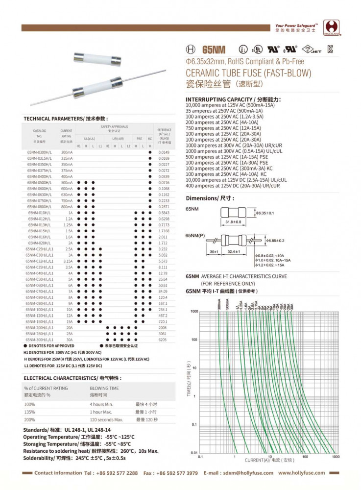 HOLLY 65NM fuse technical parameters and electrical characteristics
