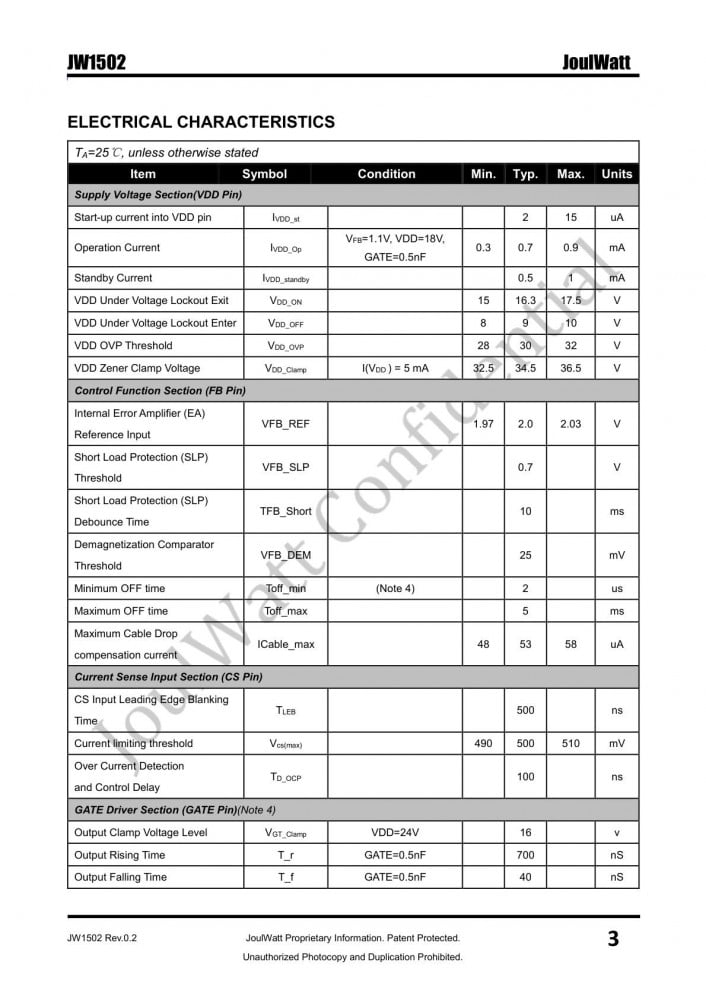 JW1502 datasheet page 3