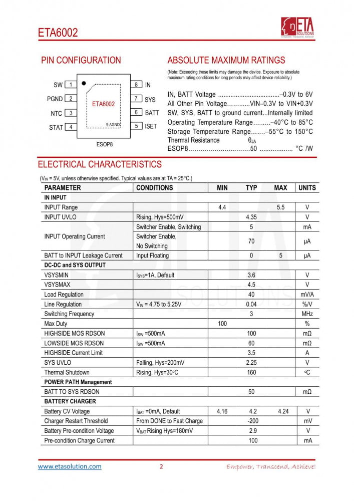 ETA6002E8A datasheet page 2