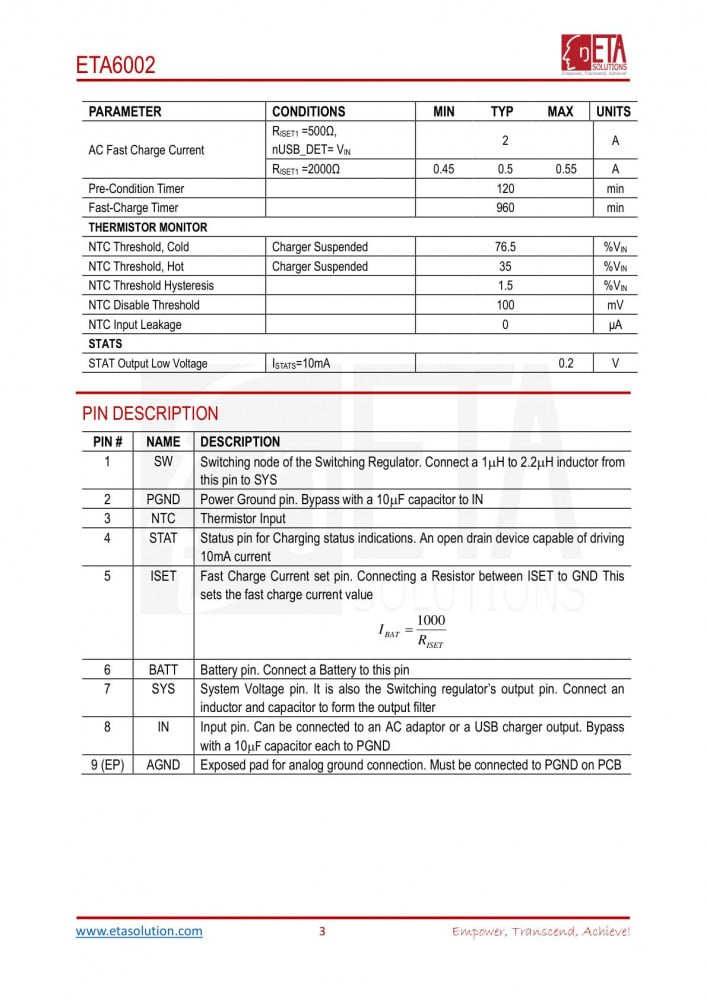 ETA6002E8A datasheet page 3