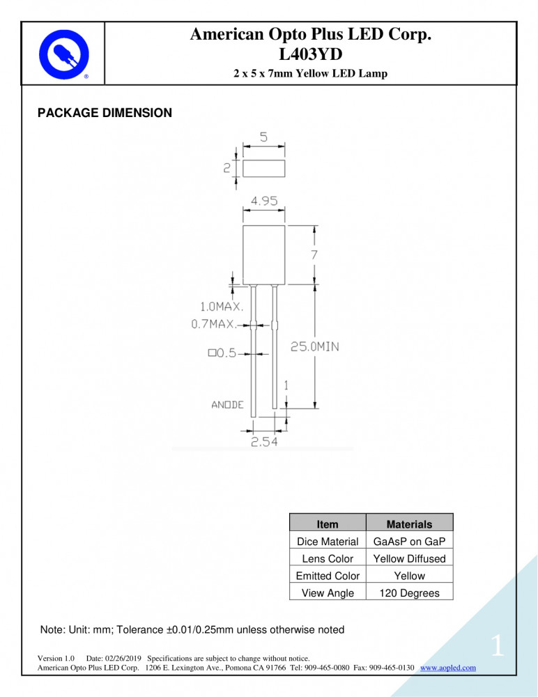 L403YD technical document page 1