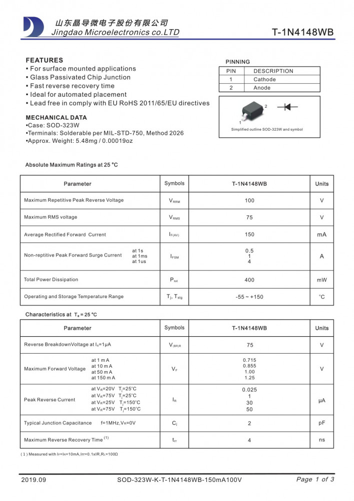T-1N4148WB datasheet page 1