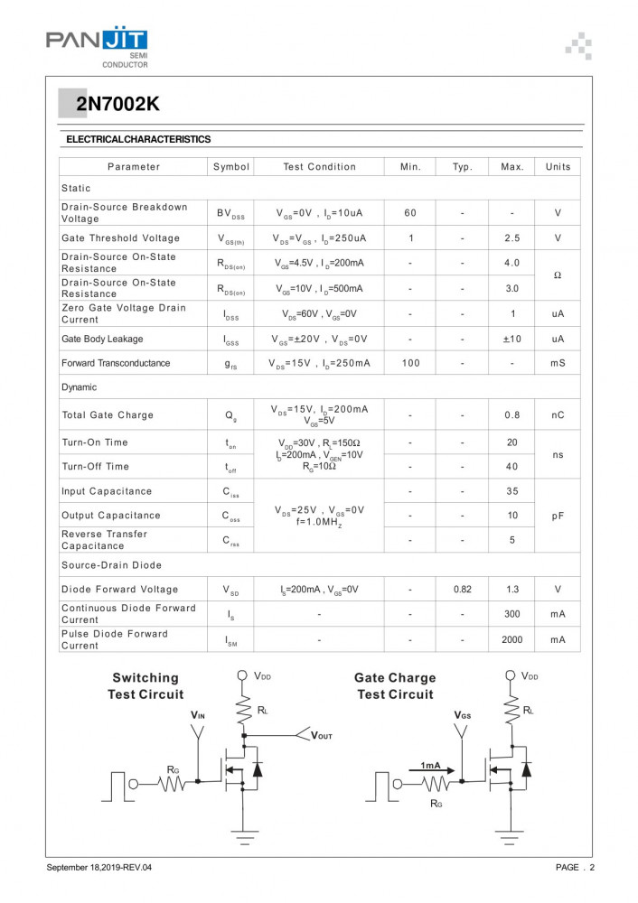 2N7002K datasheet page 2