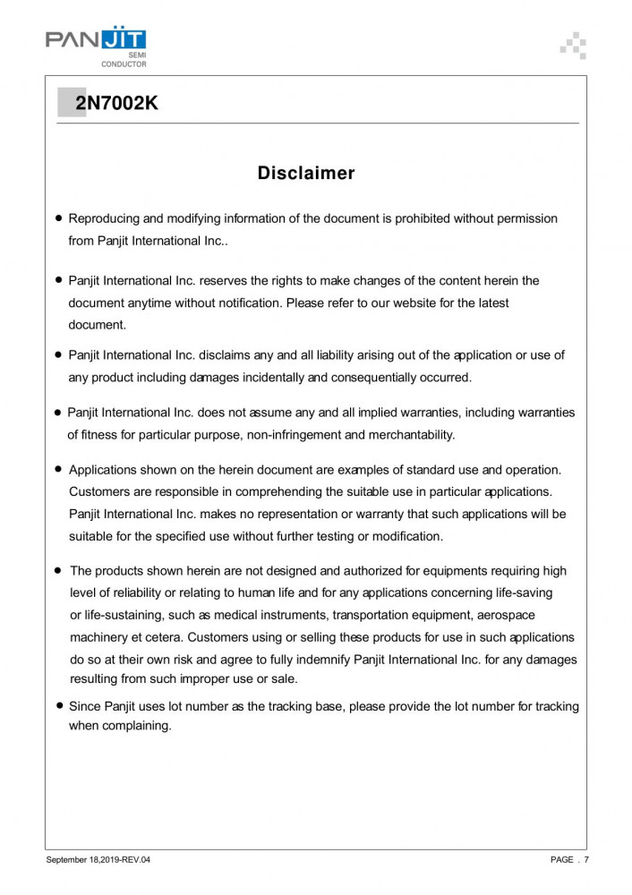 2N7002K datasheet page 7