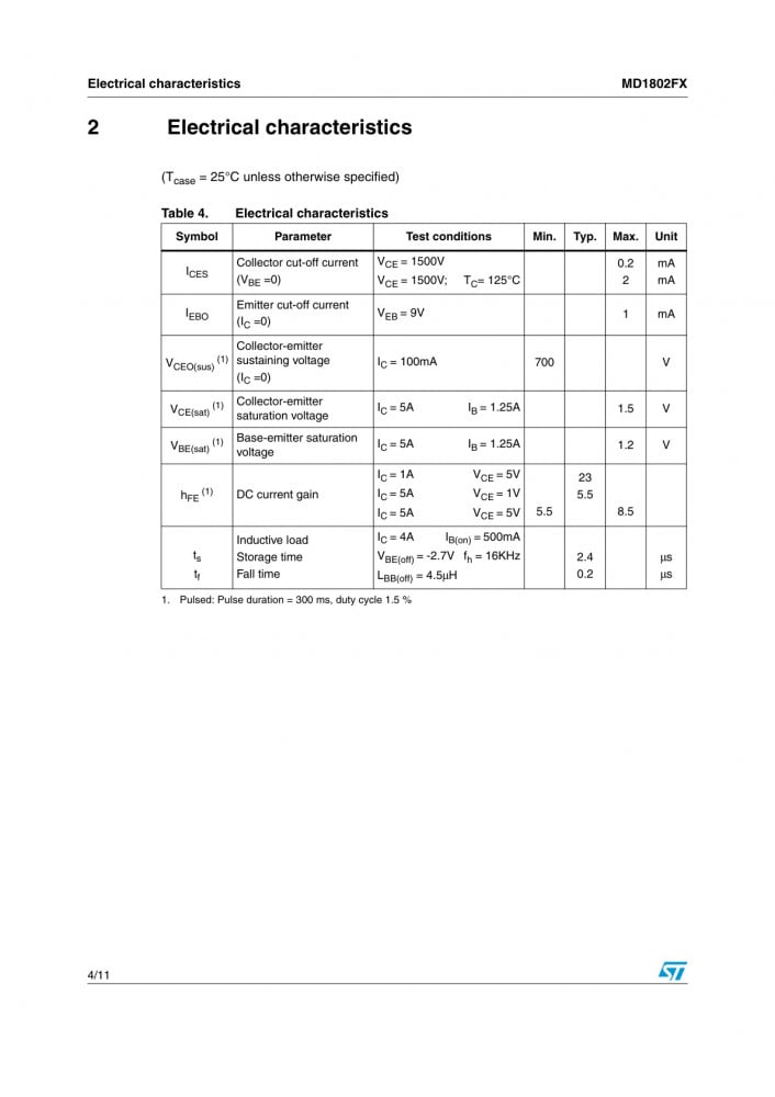 MD1802FX datasheet page 4
