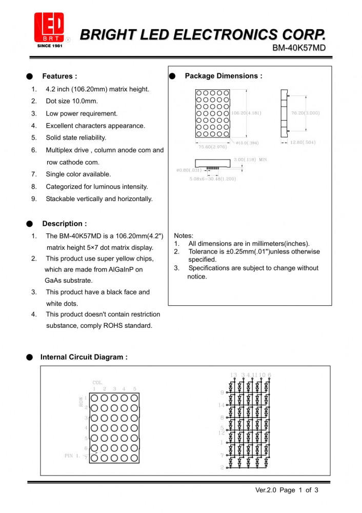 BM-40K57MD technical document page 1