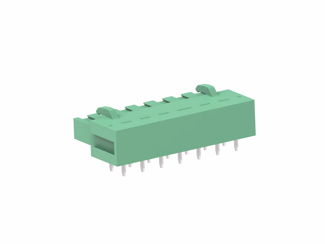 5.00mm Pitch Eurostyle 45° Angle PCB Header, Open Ends, 3 Circuits, Green
