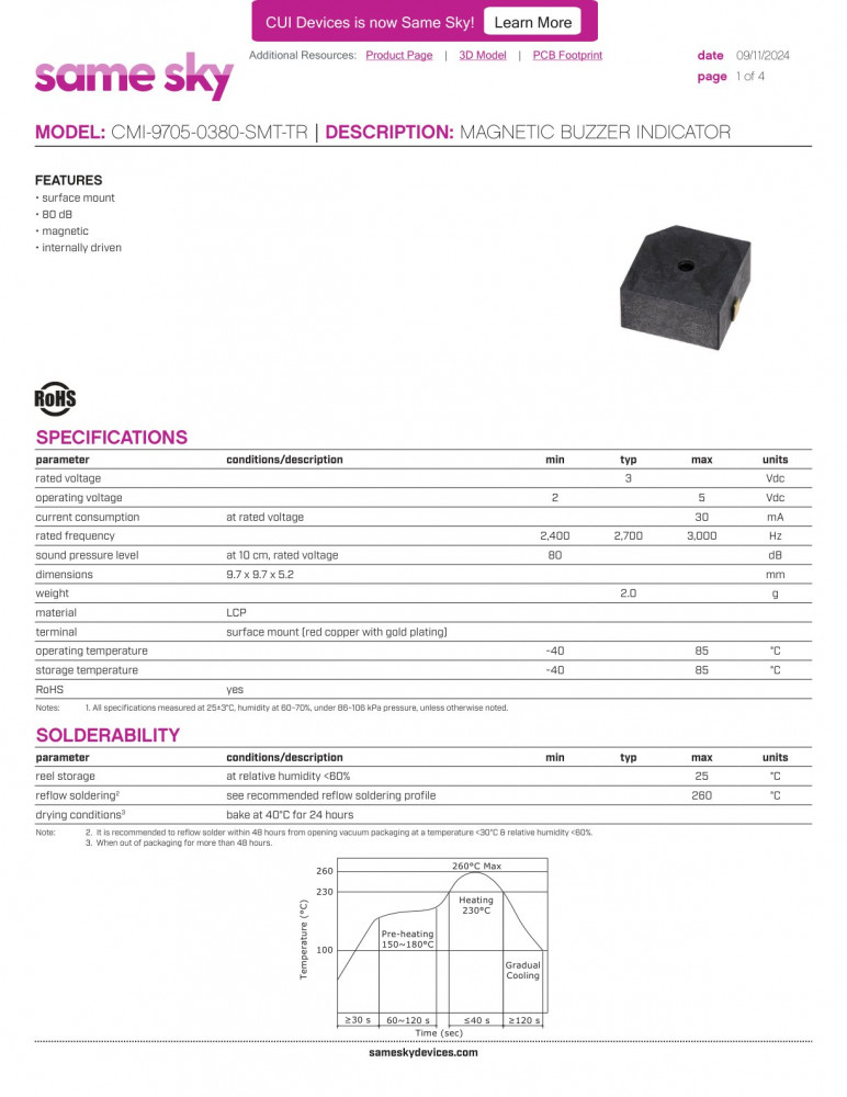 CMI-9705-0380-SMT-TR technical document, page 1