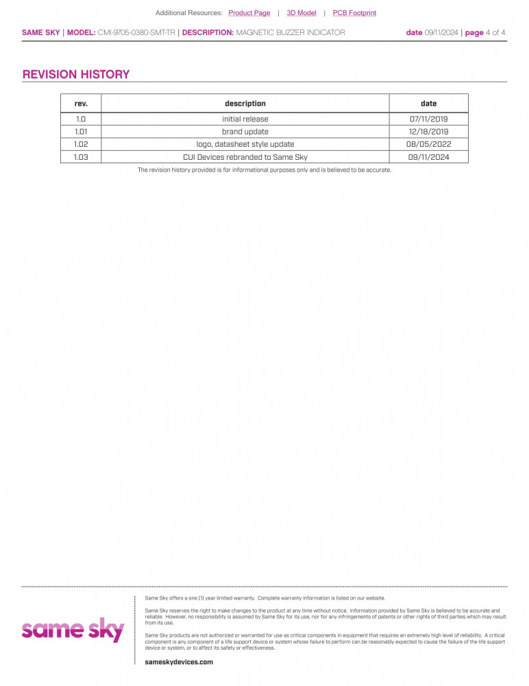 CMI-9705-0380-SMT-TR technical document, page 4