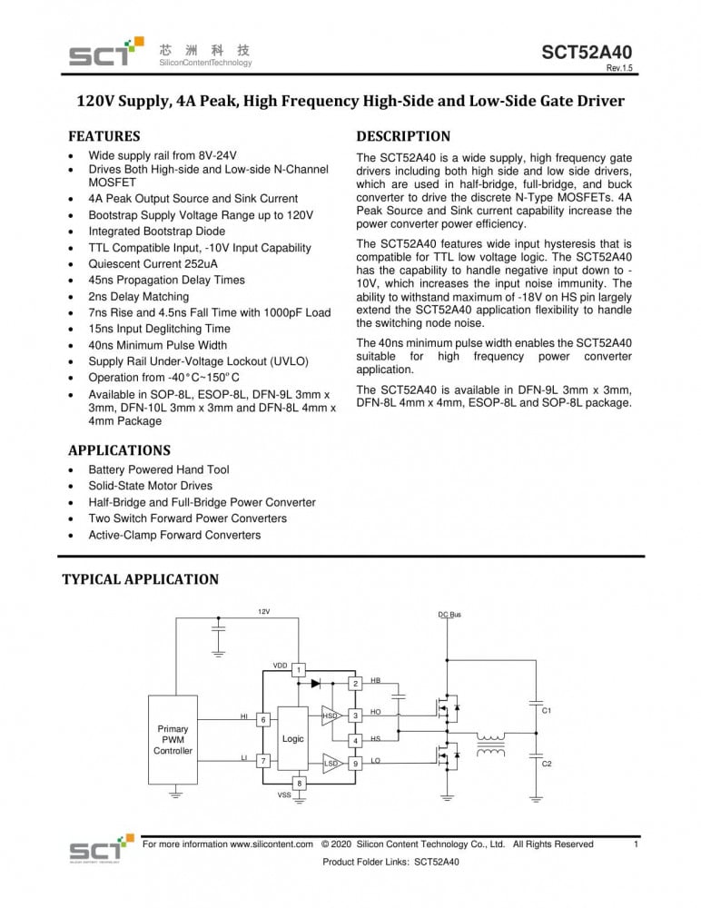 SCT52A40STER datasheet page 1