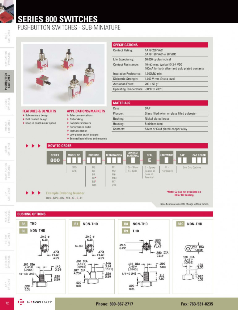 Series 800 technical document, page 1