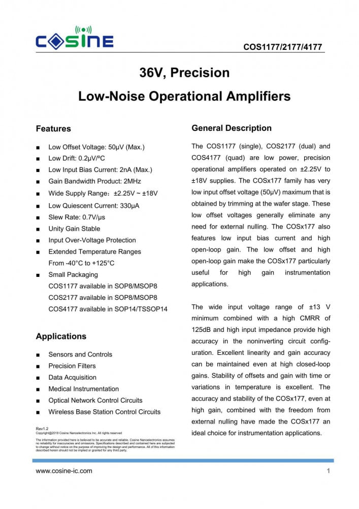 COS4177SR datasheet page 1