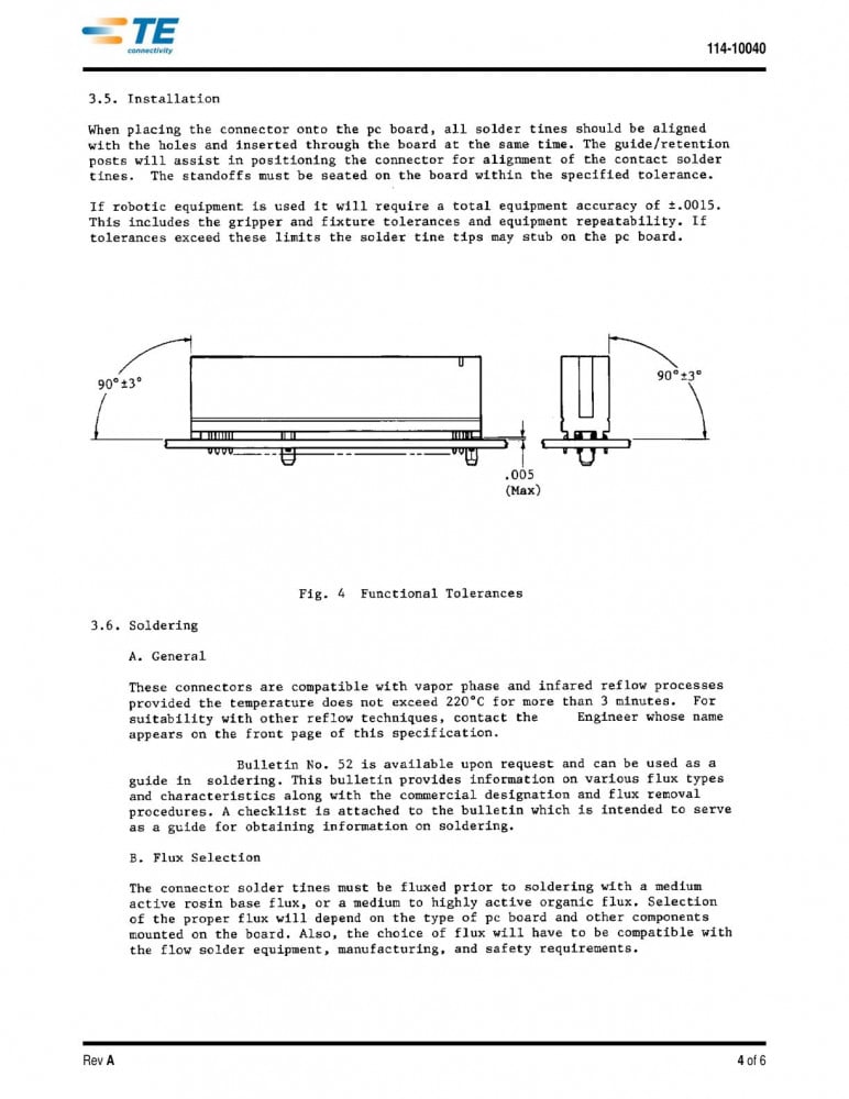 TE Connectivity card edge connector application specification page 4