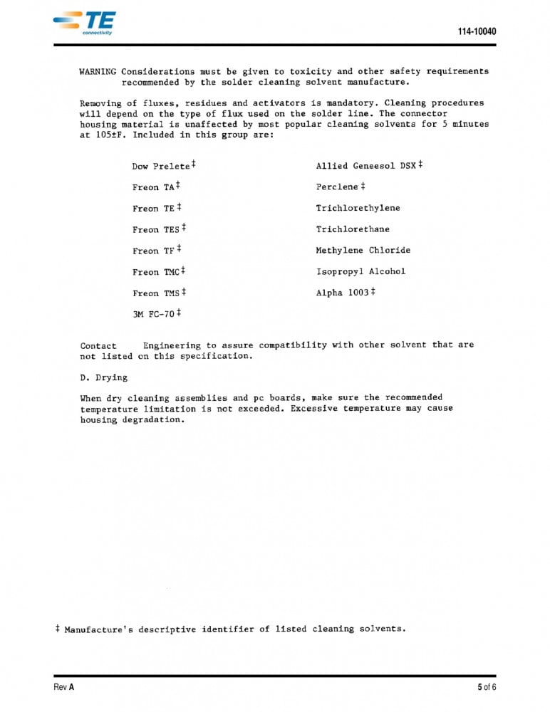 TE Connectivity card edge connector application specification page 5