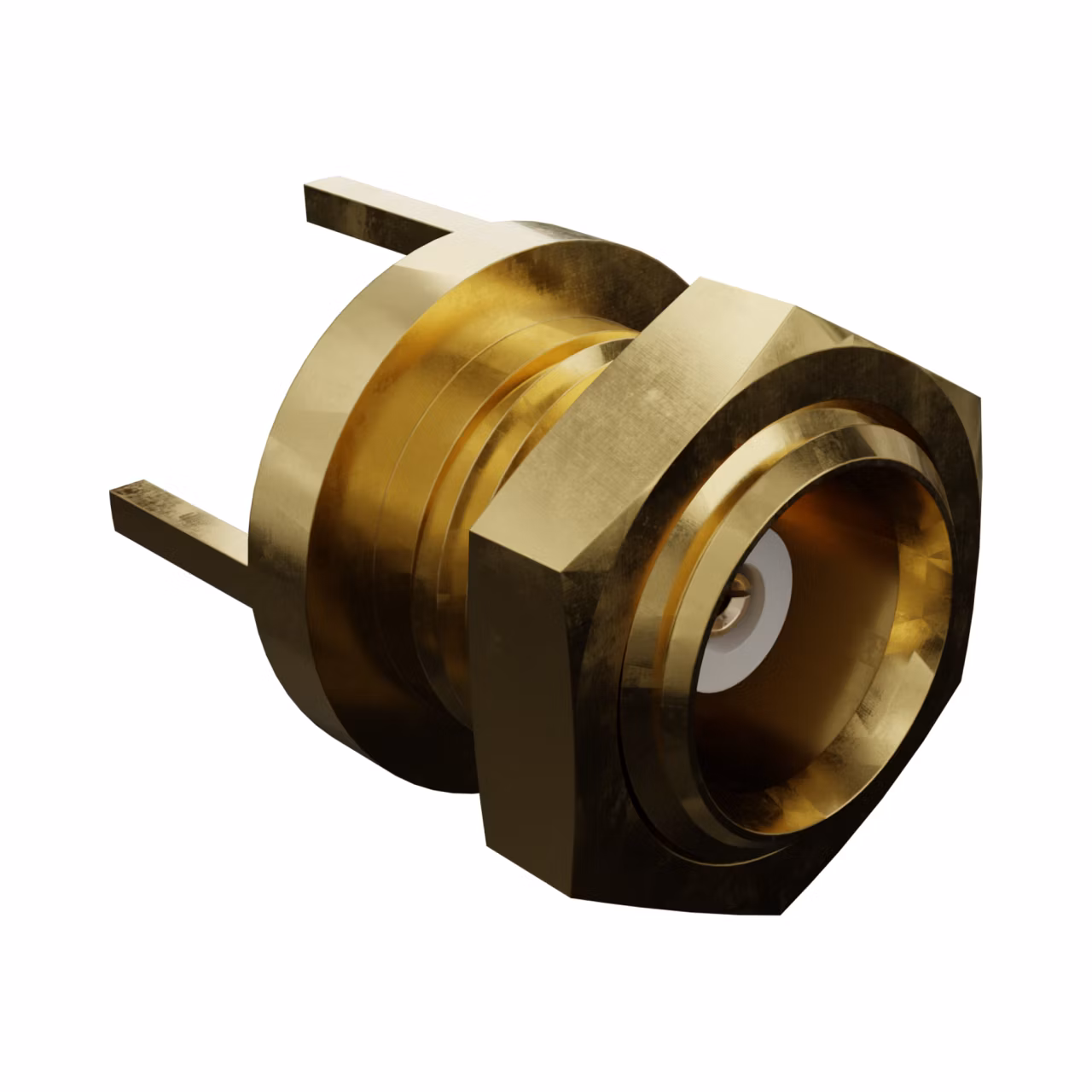MCX Jack, Straight, Bulkhead Receptacle, PCB, Through Hole, Brass Body, Gold (Au) Plated, 50 Ohms for sale