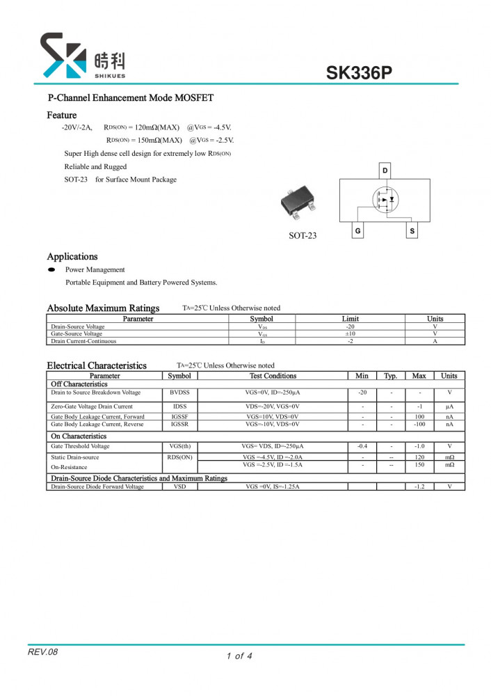 SK336P datasheet page 1