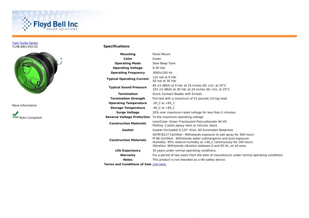 TLHB-88G-930-SS technical document image, page 1