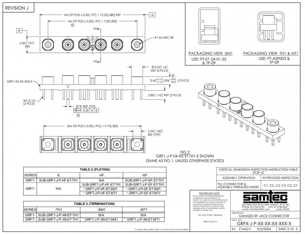 Samtec GRF7 connector drawing page 2
