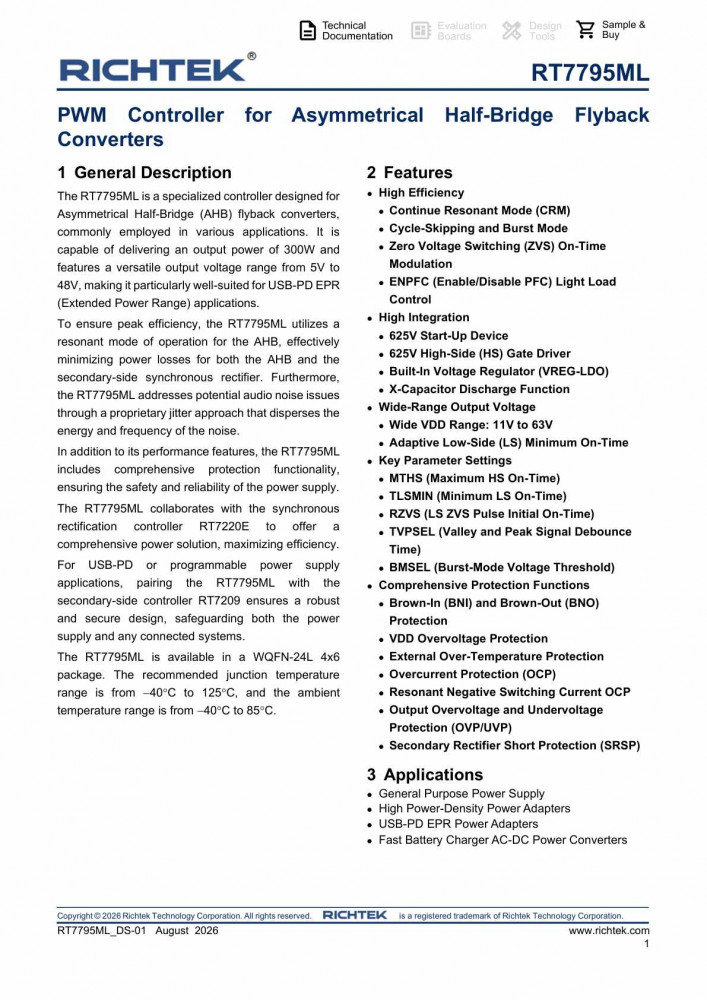 RT7795ML document preview, page 1