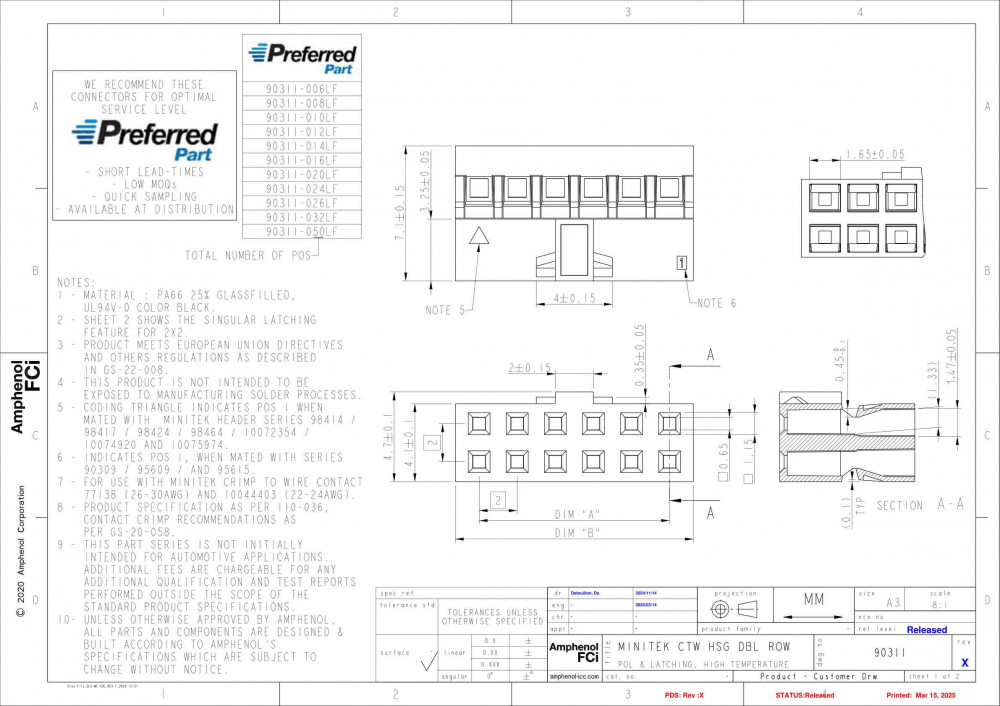 Amphenol 90311 drawing page 1